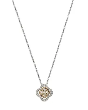 Bloomingdale'S Diamond Clover Cluster Pendant Necklace - White/yellow