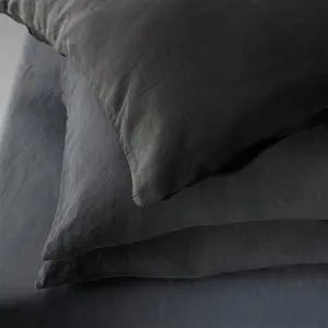 SOCIETY LIMONTA Rem Linen Pillowcase Pair, Queen - Antracite