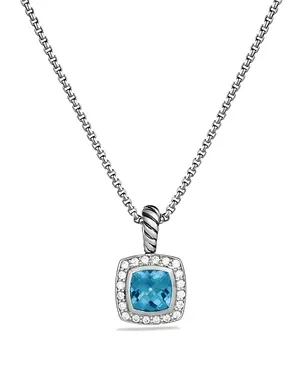 David Yurman Petite Albion Pendant Necklace, 7mm - Blue Topaz
