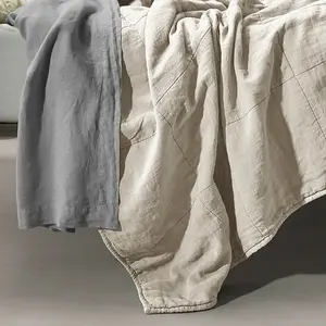SOCIETY LIMONTA Rem Linen Quilt, King - Mastice