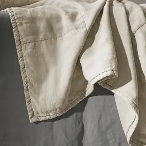 SOCIETY LIMONTA Rem Linen Quilt, King - Mastice