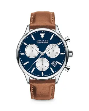 Movado Heritage Calendoplan Chronograph 43mm - Blue/brown