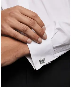 David Yurman Chevron Cufflinks In Sterling 22.8mm - Silver