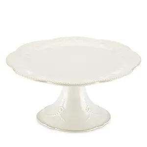 LENOX French Perle Pedestal Cake Plate - White