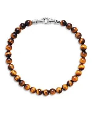 David Yurman Spiritual Beads Bracelet With Tigers Eye - Brown/silver