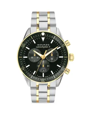 Movado Calendoplan S Two Tone Chronograph - Black/silver