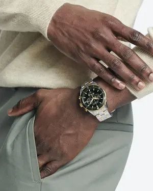 Movado Calendoplan S Two Tone Chronograph - Black/silver