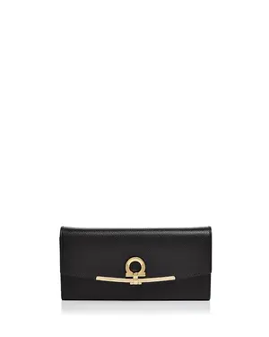 FERRAGAMO Salvatore Icona Clip Continental Wallet - Nero Black/gold