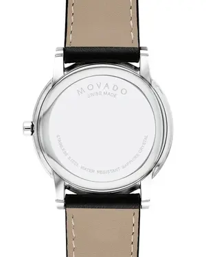 Movado Museum Classic Leather Strap Watch 40mm - Black