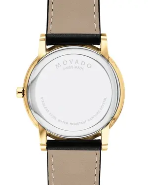 Movado Museum Classic Yellow Gold-tone Case Watch - Black