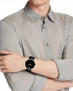 Movado Museum Classic Yellow Gold-tone Case Watch - Black