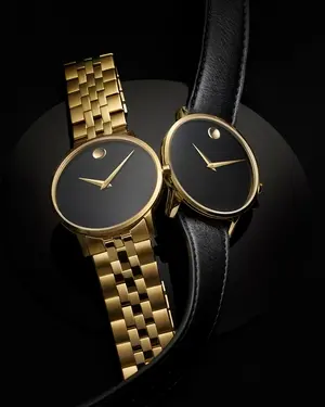 Movado Museum Classic Yellow Gold-tone Case Watch - Black