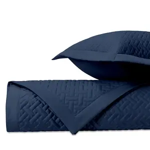 HOME TREASURES Basketweave Quilted Coverlet, Queen Navy