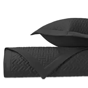 HOME TREASURES Basketweave Euro Quilted Shams Set - Black