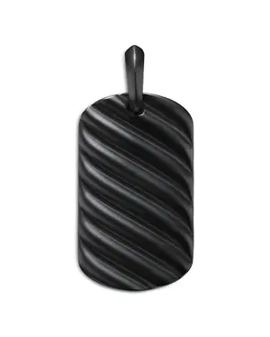 David Yurman Sculpted Cable Tag In Titanium, 35mm - Black