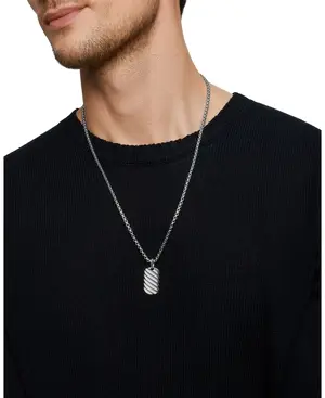 David Yurman Sculpted Cable Sterling Tag Pendant