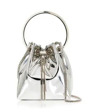 JIMMY CHOO Bon Bon Metallic Bucket Bag - Silver Metallic