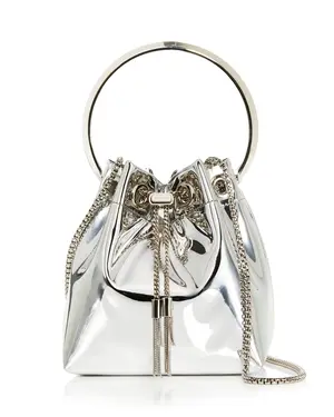JIMMY CHOO Bon Bon Metallic Bucket Bag - Silver Metallic