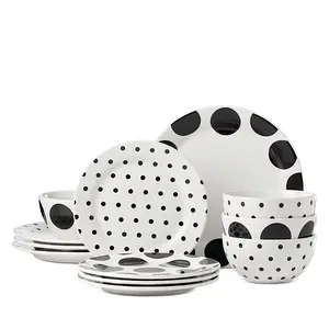 Kate Spade New York On The Dot 12 Piece Dinnerware Set - White