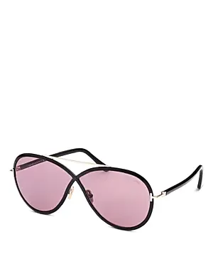 TOM FORD Tom Ford Rickie Round Sunglasses, 65mm Black/pink Solid
