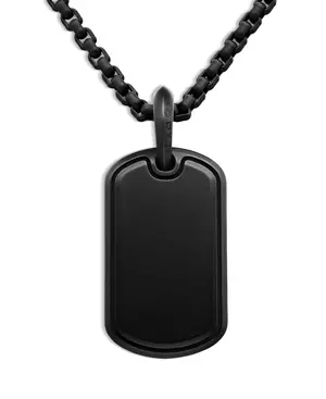 David Yurman Sculpted Cable Tag Pendant - Black