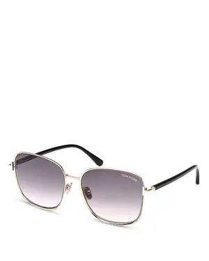 TOM FORD Tom Ford Fern Square Sunglasses Gold/gray Mirrored Gradient