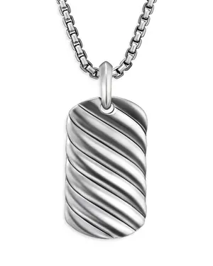 David Yurman Sculpted Cable Tag In Sterling 35mm