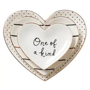 Kate Spade New York 3 Piece Catch All Heart Dishes - White