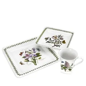 PORTMEIRION Botanic Garden 12 Piece Dinner Set, Square Shape, Service For 4 - White