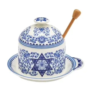 SPODE Judaica Honey Pot With Drizzler