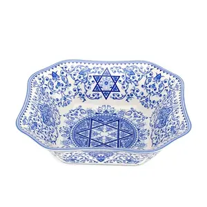 SPODE Judaica Square Salad/serving Dish - Blue/white