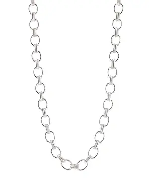 CAPUCINE DE WULF Cleopatra Hammered Link Necklace - Silver