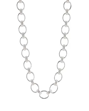 CAPUCINE DE WULF Cleopatra Grande Hammered Link Necklace - Silver