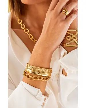 CAPUCINE DE WULF Cleopatra Oval Hammered Bangle Bracelet