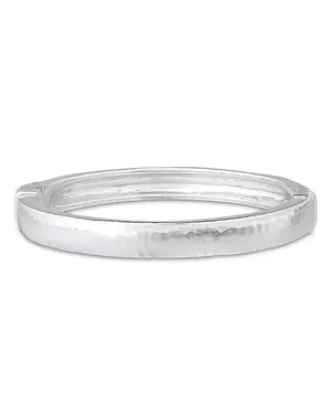 CAPUCINE DE WULF Cleopatra Oval Hammered Bangle Bracelet - Silver