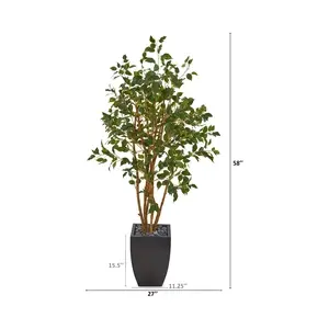 NEARLY NATURAL Artificial Ficus Tree In Black Planter