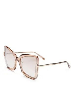 TOM FORD Gia Butterfly Sunglasses - Shiny Beige/brown Mirror