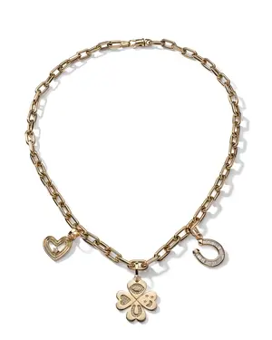 Adina Reyter 14k Yellow Diamond Baguette Horseshoe Pendant - Gold