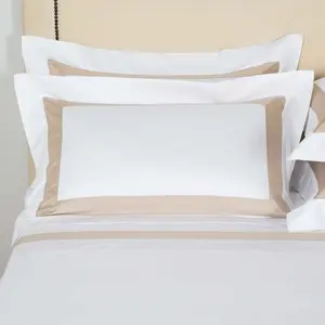 Frette Bicolore Standard Sham - White/savage Beige