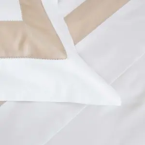Frette Bicolore Standard Sham - White/savage Beige