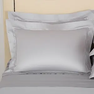 Frette Essentials Doppio Ajour Standard Sham Gray Cliff