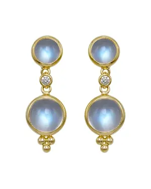 TEMPLE ST. CLAIR Temple St. Clair Double Drop Earrings With Moonstone And Diamonds