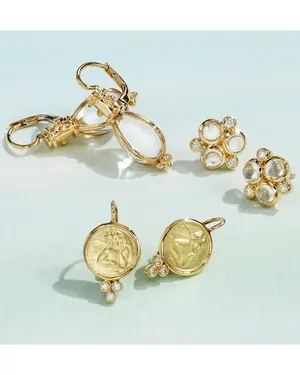 Temple St. Clair 18k Yellow Gold And Crystal Amulet Earrings