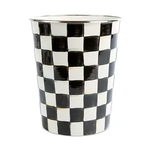 MACKENZIE-CHILDS Courtly Check Enamel Waste Bin - Black/white
