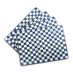 MACKENZIE-CHILDS Royal Check Cork Back Placemats, Set Of 4 - Blue