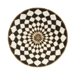 MACKENZIE-CHILDS Black & Ivory Kaleidoscope Placemat - Black/ivory
