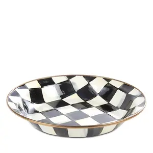 MACKENZIE-CHILDS Courtly Check Enamel Pie Plate - Black/white