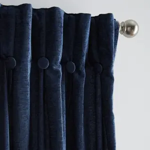 Dkny Classic Chenille 84 X 32 Inverted Pleat With Button Curtain Panel, Pair