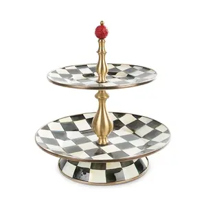 MACKENZIE-CHILDS Courtly Check Enamel Two-tier Sweet Stand - No Color