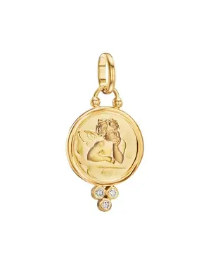 Temple St. Clair 18k Gold Angel Pendant With Diamonds - Gold/white